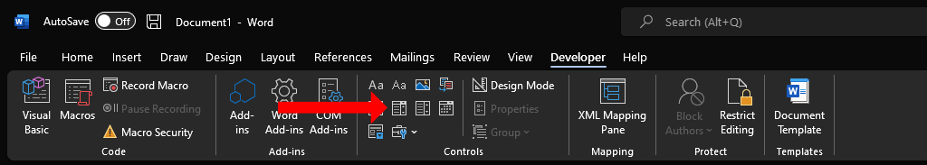 Sådan tilføjes en rulleliste i Microsoft Word