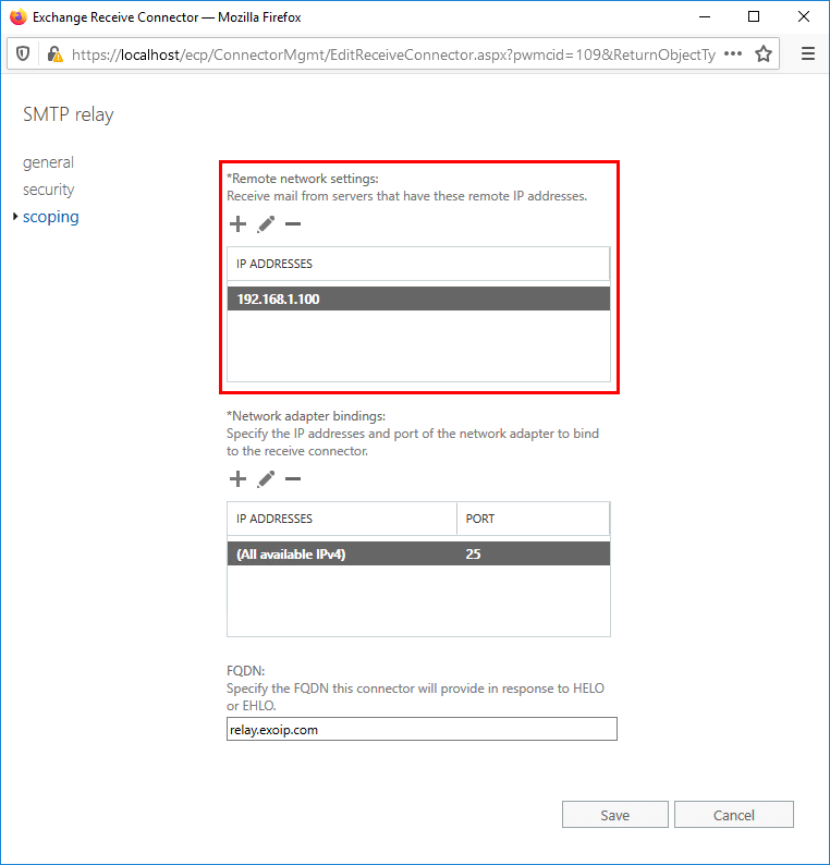 Entfernen Sie Remote -IP -Adressen aus dem Exchange -Empfangsanschluss