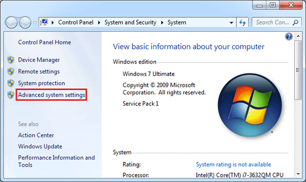 Erstellen Sie eine Abkürzung der erweiterten Systemeinstellungen in ...