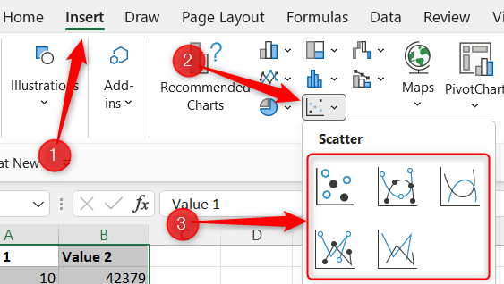 So erstellen Sie ein Streudiagramm in Microsoft Excel