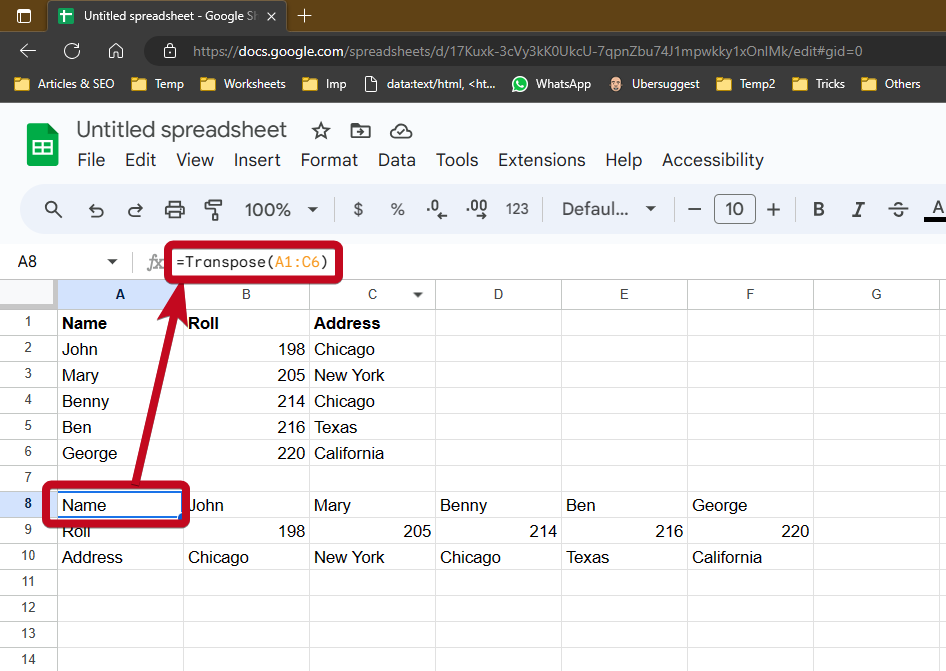 Wie kann man in Google Sheets transponieren? Umwandeln Sie Zeilen in Spalten auf Google Sheets ...