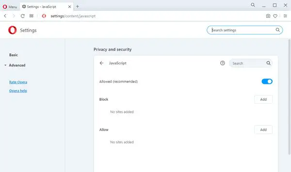 Aktivieren, Deaktivieren von JavaScript in Chrome, Edge, Firefox, Opera unter Windows 11/10 ...