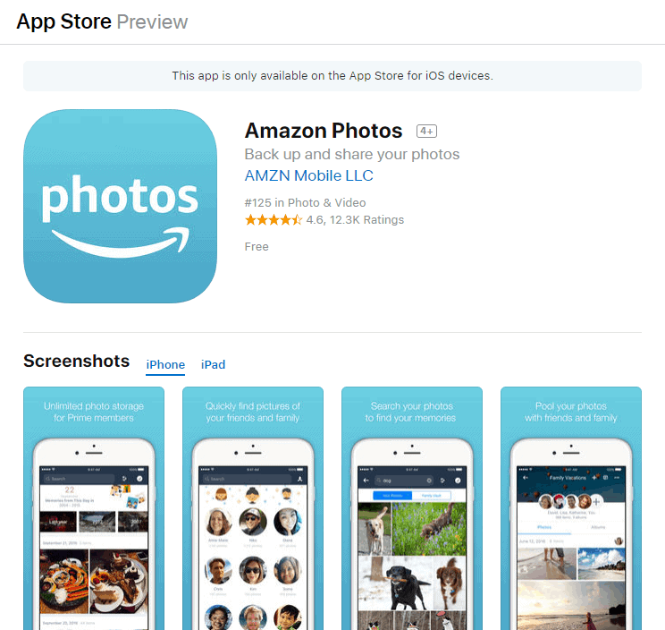 Amazon benennt Prime Photos im App Store in „Amazon Photos“ um
