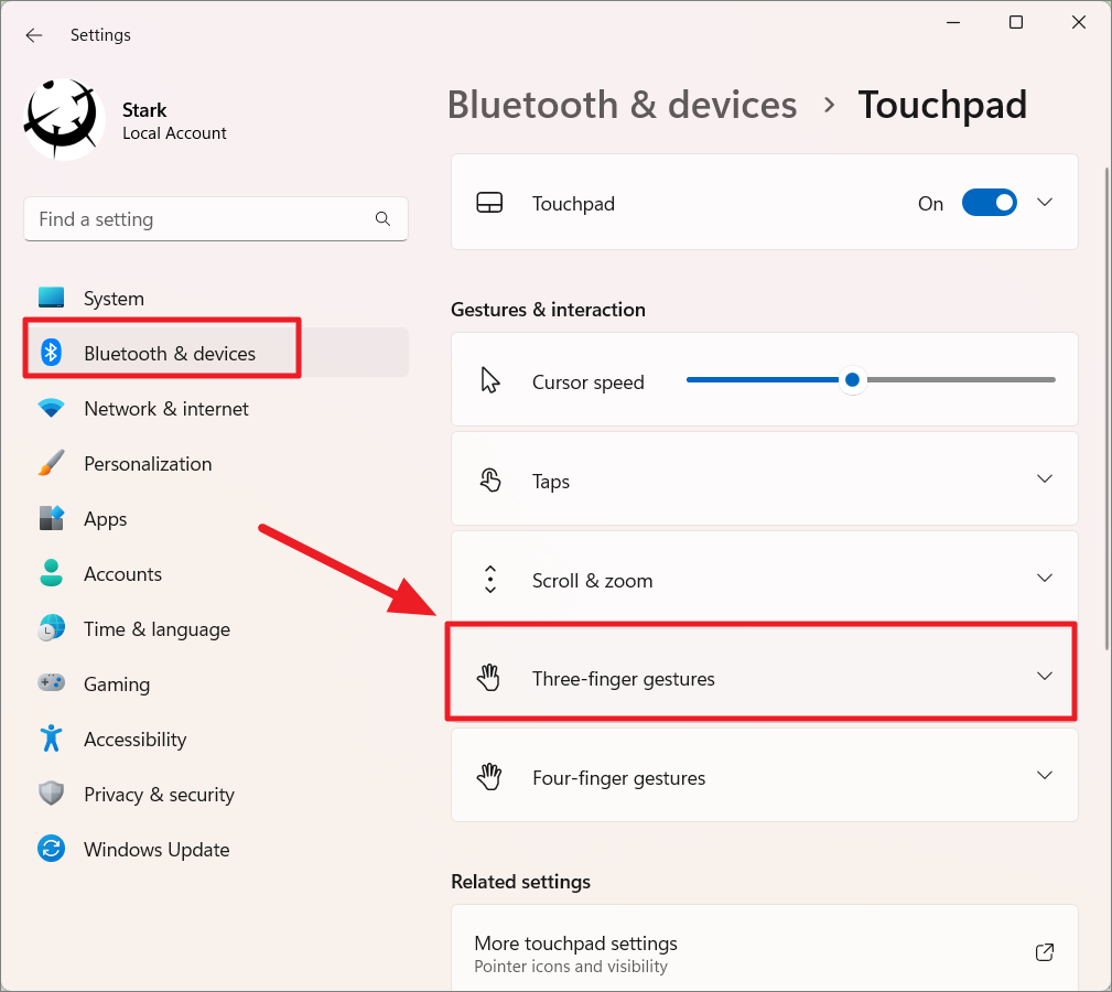 So mittlerer Klicken Sie auf Laptop Touchpad in Windows 11