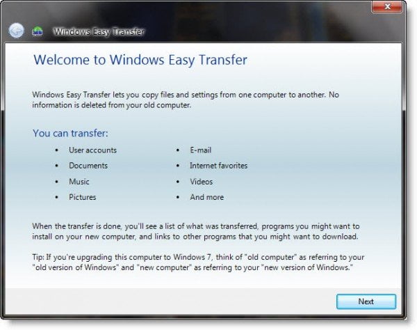 Kopieren Sie Dateien und Einstellungen mit Windows Easy Transfer in ...