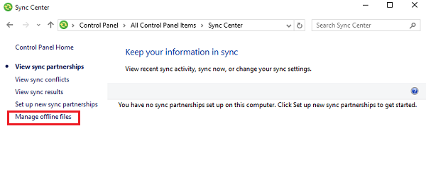 So konfigurieren Sie Dateien mithilfe von Windows Sync Center in ...