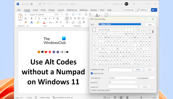 So verwenden Sie Alt-Codes ohne Numpad unter Windows 11/10 - Tiempo de ...