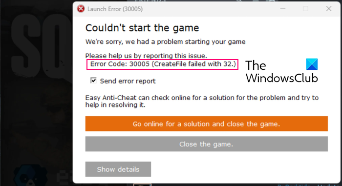Easy Anti-Cheat Fehlercode 30005 (CreateFile fehlgeschlagen mit 32 ...