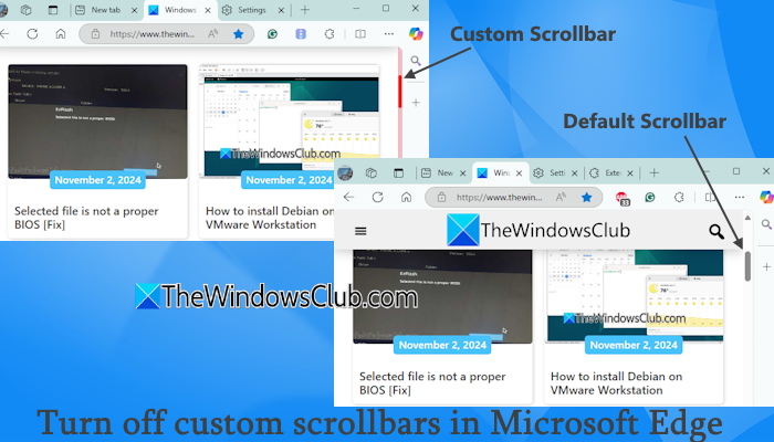 So schalten Sie benutzerdefinierte Scrollbars in Microsoft Edge aus