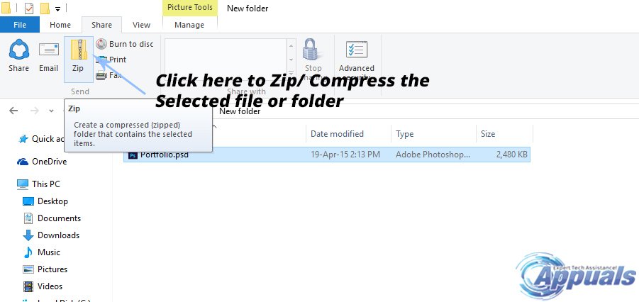 How to compress/compress a file in Windows 10