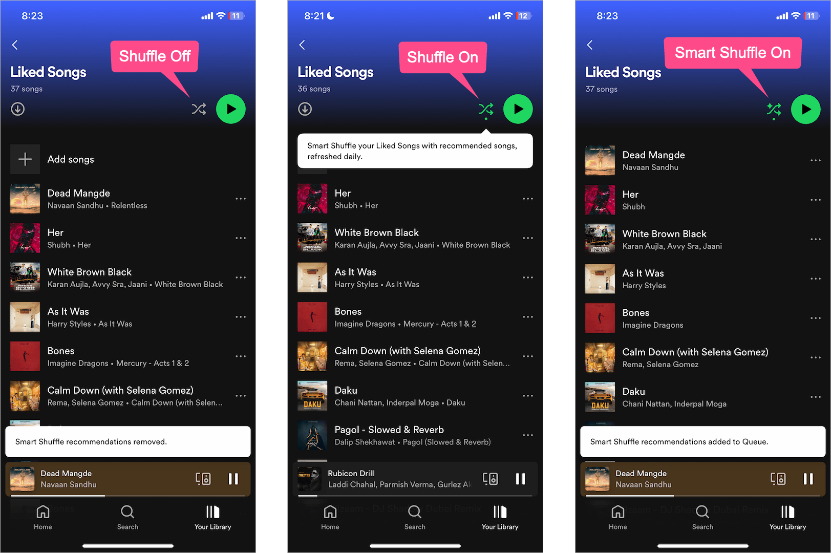 Smart Shuffle -sovelluksen pysyvästi poistaminen Spotify -sovelluksessa ...