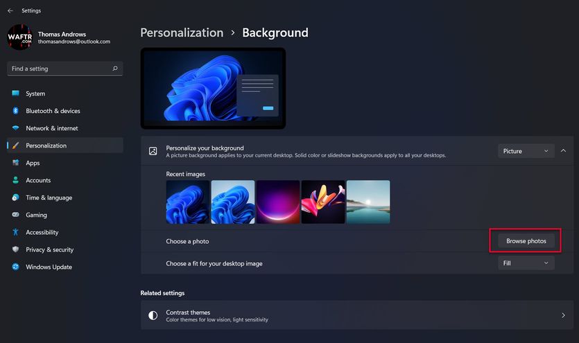 Kuinka muuttaa taustakuva Windows 11: ssä