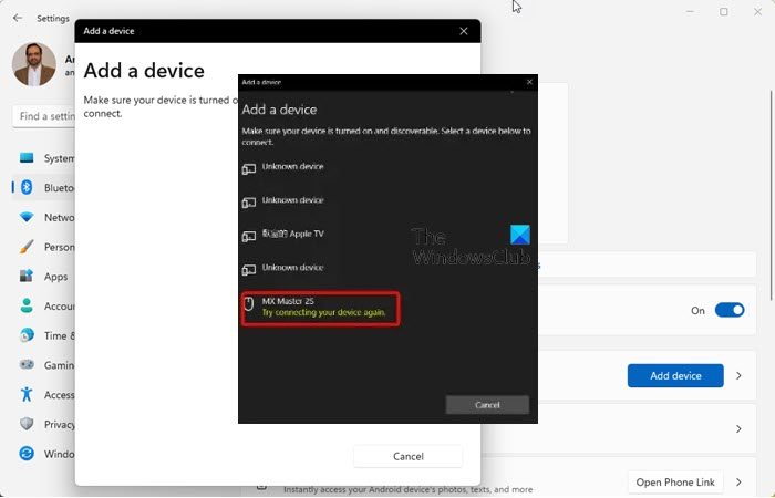 Yritä kytkeä laite uudelleen Bluetooth -virheeseen Windows 11: ssä ...