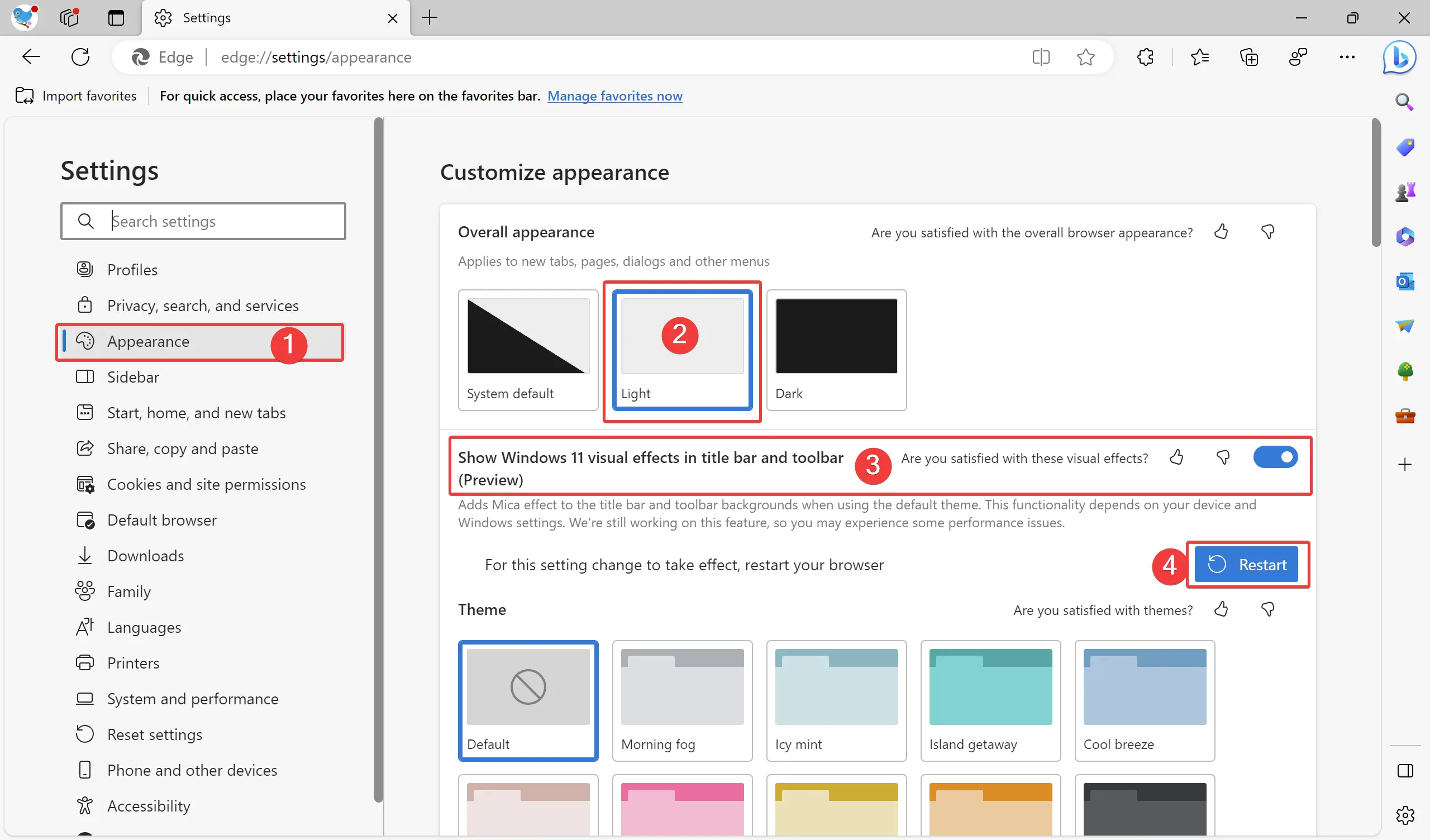 Comment activer ou désactiver l'effet MICA de Windows 11 dans Edge et ...