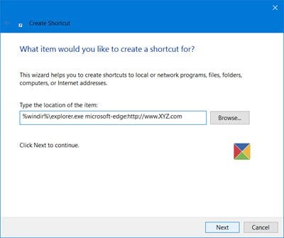 Créez un accès direct au site Web à l'aide de Edge Explorer sur le ...
