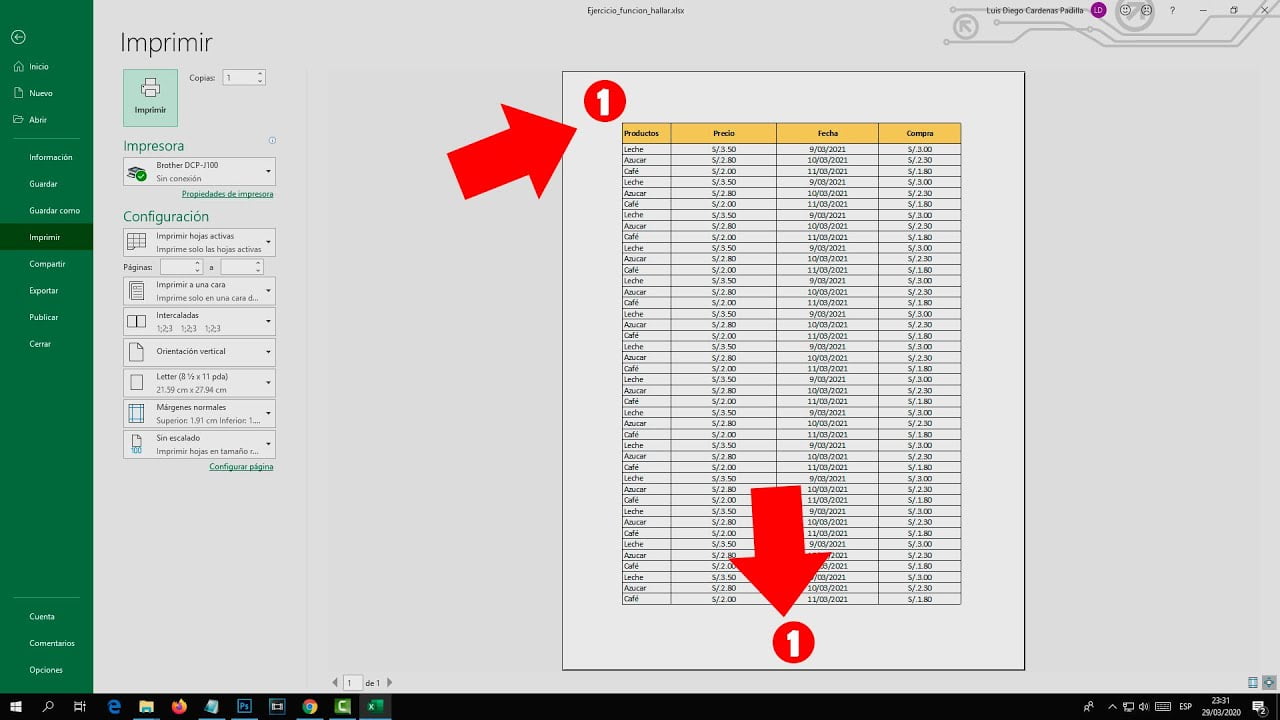 Comment régler le pied de page 1 dans Excel?
