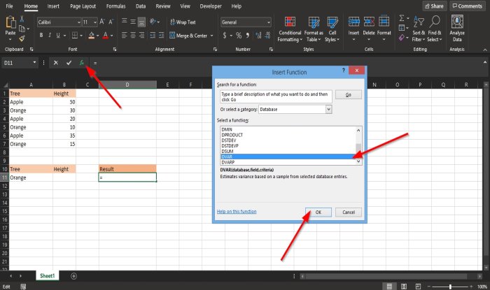 Comment utiliser la fonction DVAR dans Excel