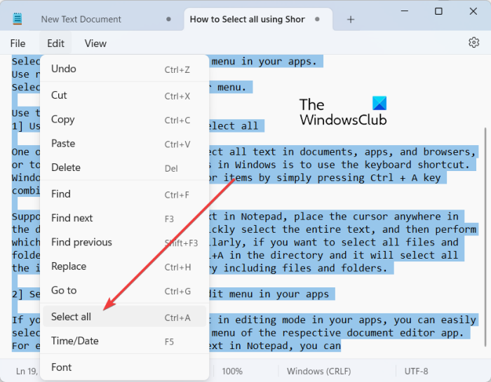 Comment sélectionner tout en utilisant le raccourci dans Windows 11? - Tiempo de Frikis