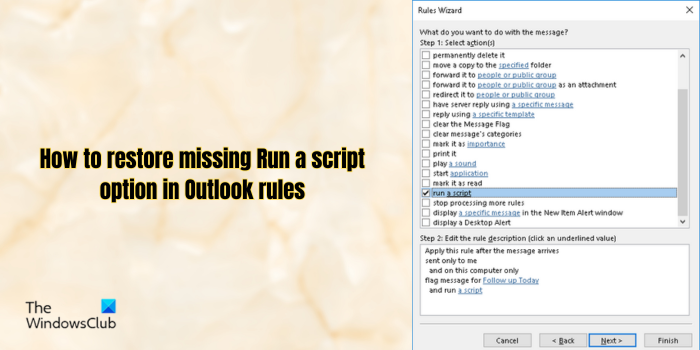 Exécutez une option de script manquante dans les règles Outlook? Voici ...