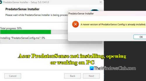 Acer Predatorsense ne pas installer, ouvrir ou travailler sur PC ...