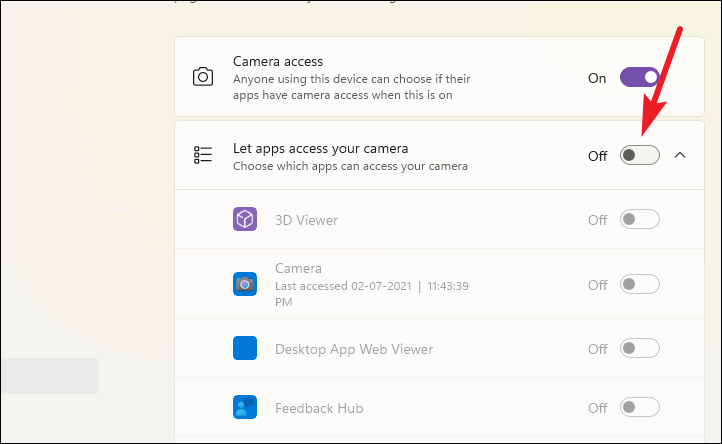A kamera engedélyezése vagy letiltása a Windows 11 rendszerben