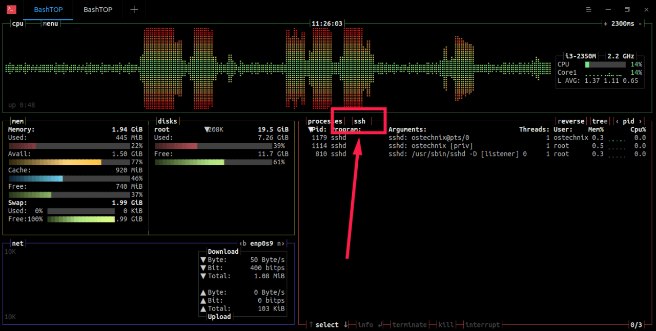 Bewaak systeembronnen met Bashtop en Bpytop op Linux