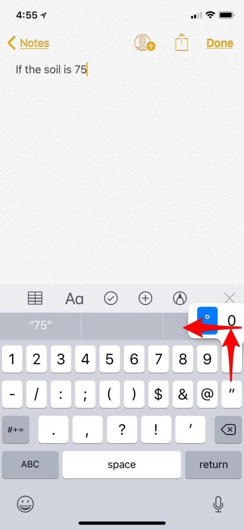 Symboles iPhone : Comment écrire le symbole du degré de température