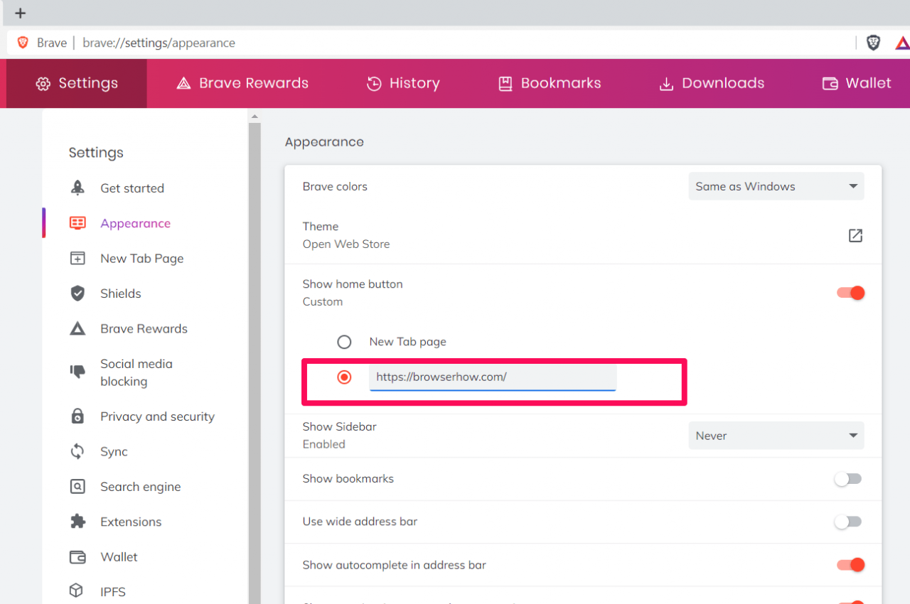 How to Change Home Page and Home URL in Brave Browser? – digistart