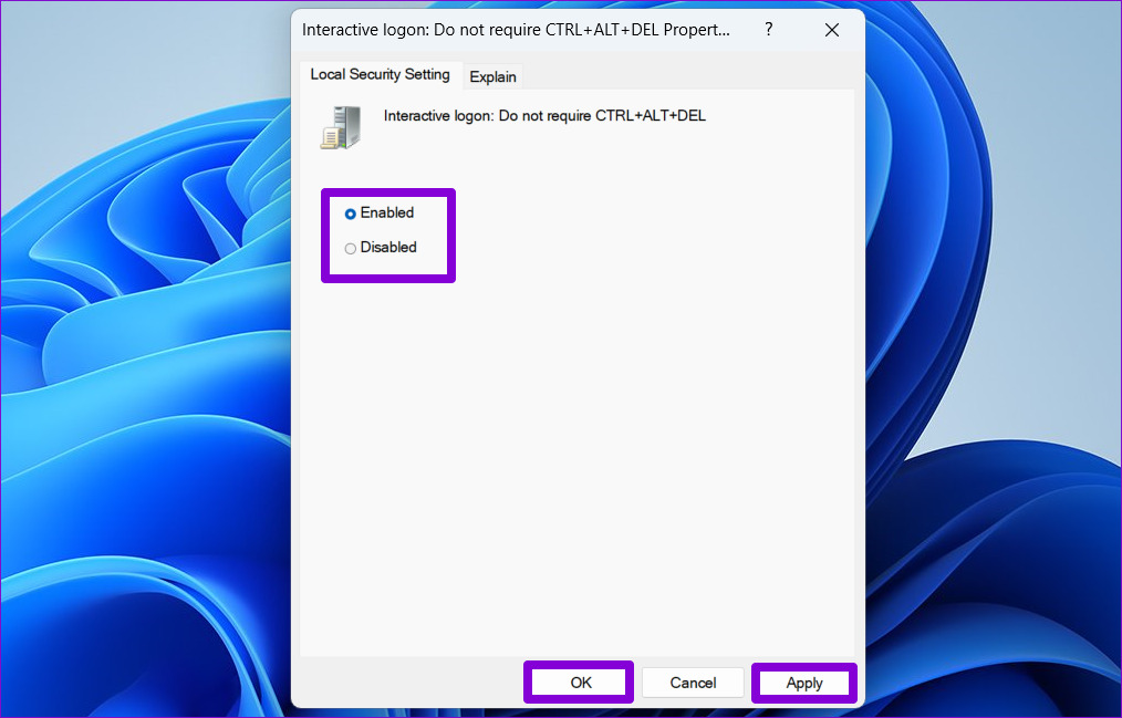 Las 3 mejores formas de habilitar o deshabilitar Ctrl+Alt+Supr Inicio de sesión seguro en Windows 11