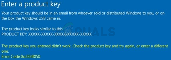 Corrección: Código de error de activación de Windows 0xc004f050