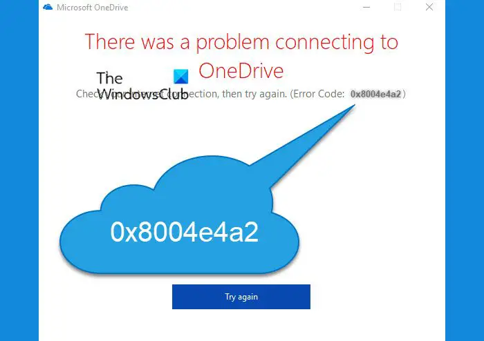 Reparar el código de error de OneDrive 0x8004e4a2