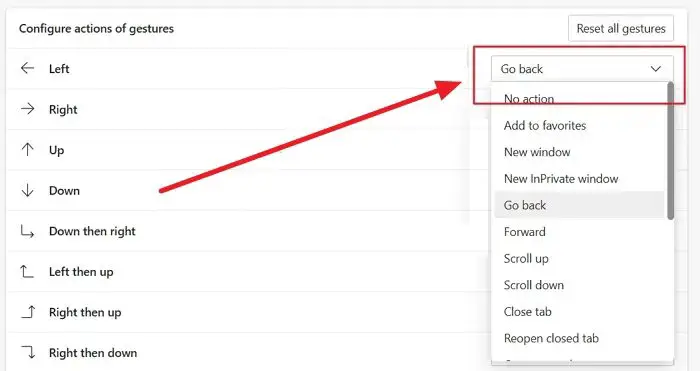 Cómo habilitar los gestos del mouse en Microsoft Edge