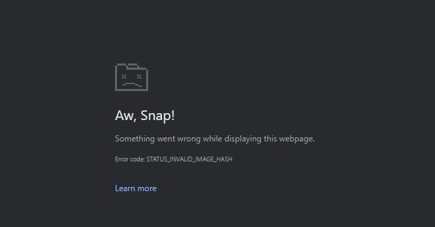 Solucionar el error Status_Invalid_Image_Hash de Google Chrome