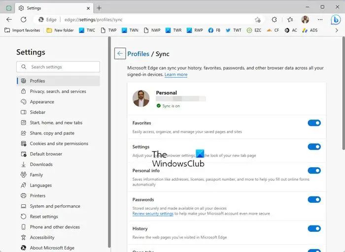 Cómo habilitar y sincronizar datos en Microsoft Edge navegador