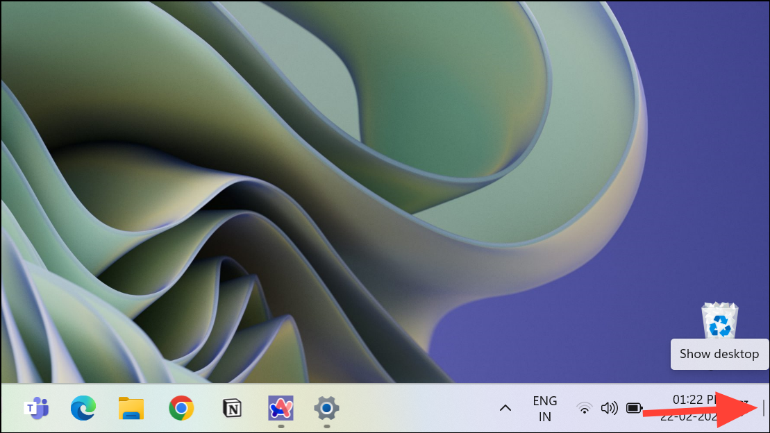 Come abilitare il pulsante Show Desktop in Windows 11 TaskBar