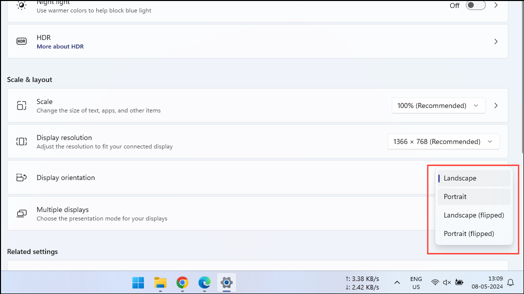 Come ripristinare le impostazioni dello schermo in Windows 11
