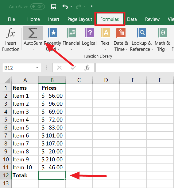 Come sommare una colonna in Excel