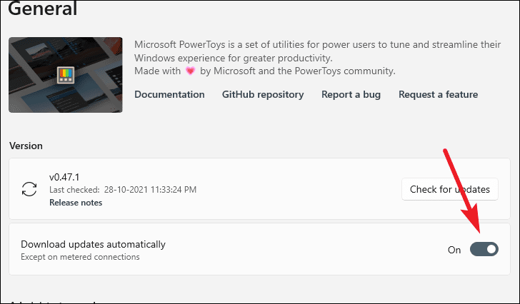 Come aggiornare l'app Microsoft PowerToys