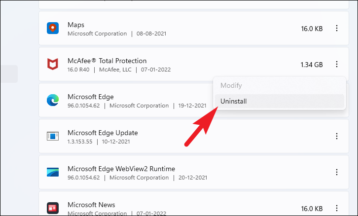 Come disabilitare o rimuovere McAfee su Windows 11