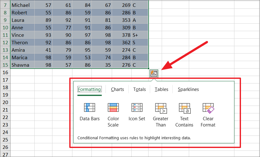 Come utilizzare lo strumento di analisi rapida in Excel