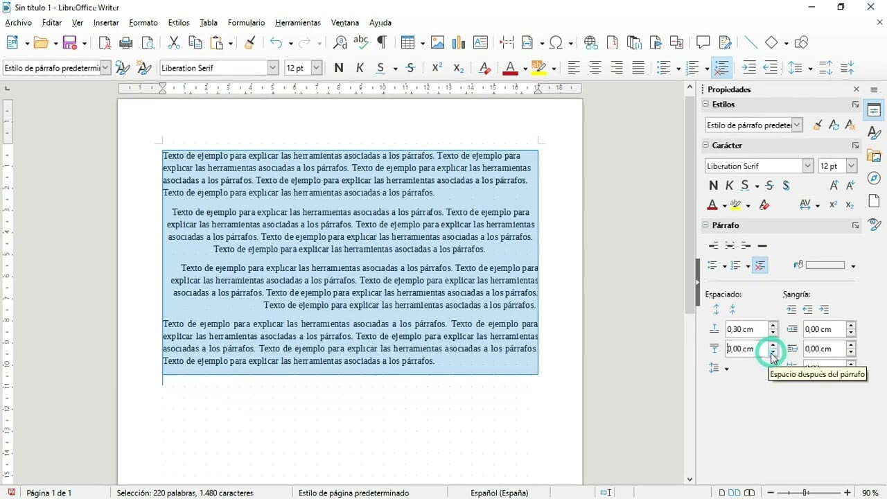 Cos'è l'interlinea in libreoffice?