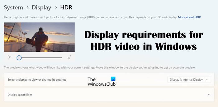Requisiti di visualizzazione per video HDR in Windows 11/10