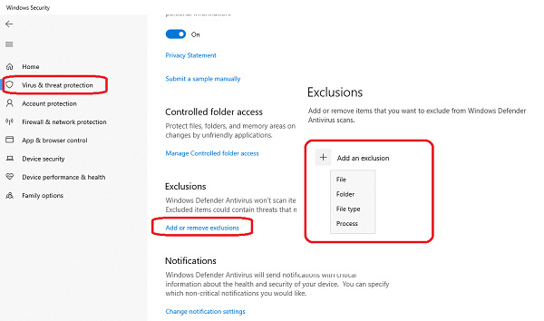 Come escludere la cartella da Windows Defender in Windows 11/10