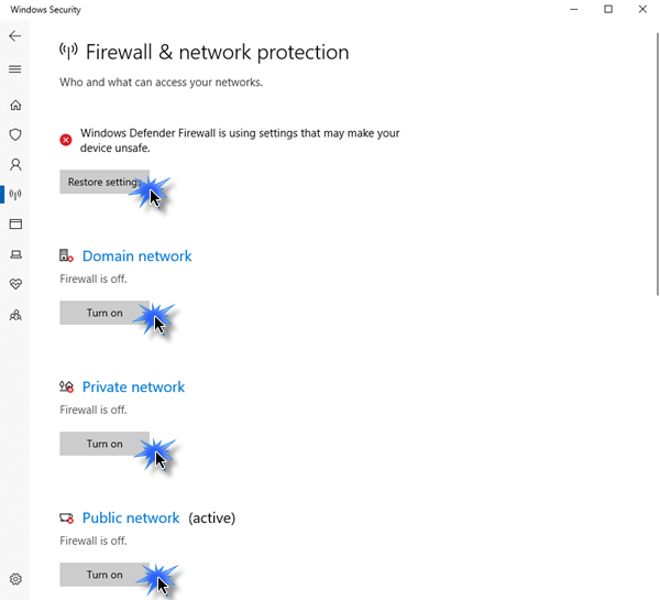 Come abilitare o disabilitare Windows Defender Firewall in Windows 11/10