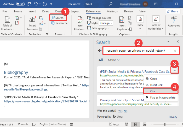 Come inserire citazioni e riferimenti in Microsoft Word