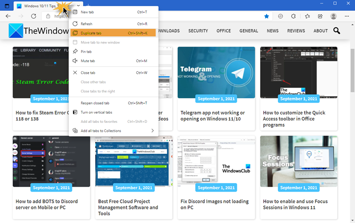 Come duplicare una scheda nel browser Microsoft Edge