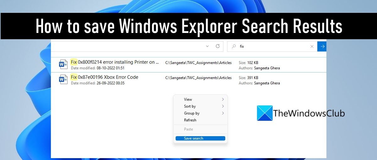 Come salvare una ricerca in Windows 11/10 - Tiempo de Frikis