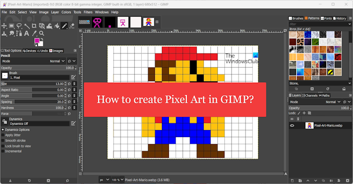 Come creare arte pixel in gimp