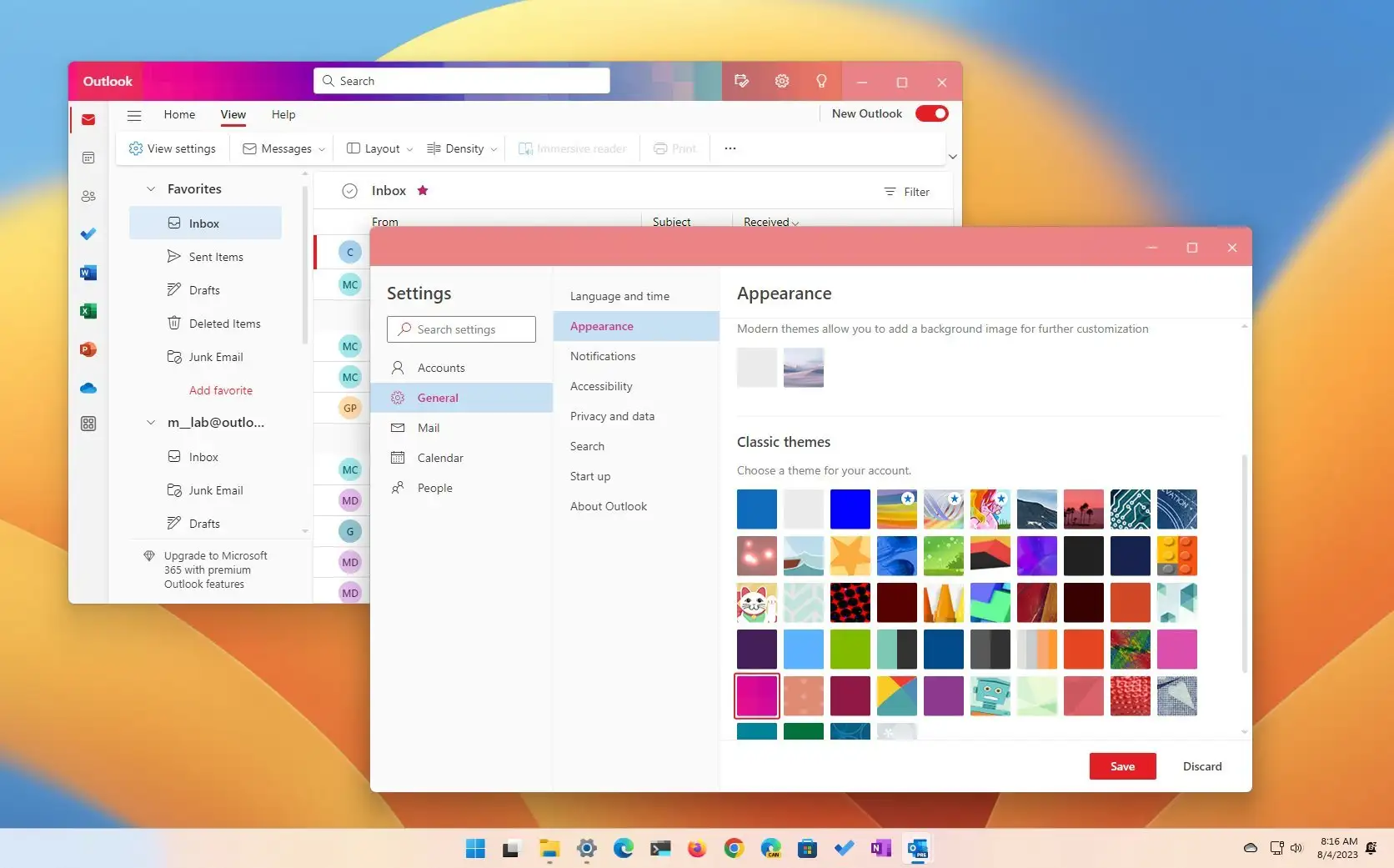 Windows 11 で新しい Outlook アプリのテーマを変更する方法 - Tiempo de Frikis