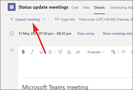 Microsoftチームでの会議をキャンセルする方法